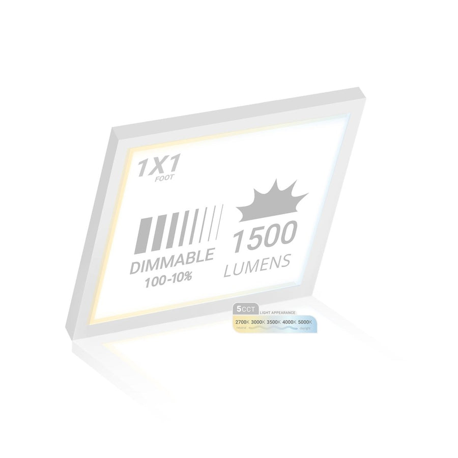 1x1 FT 12" Square LED Surface Mount Panel | White | NuWatt