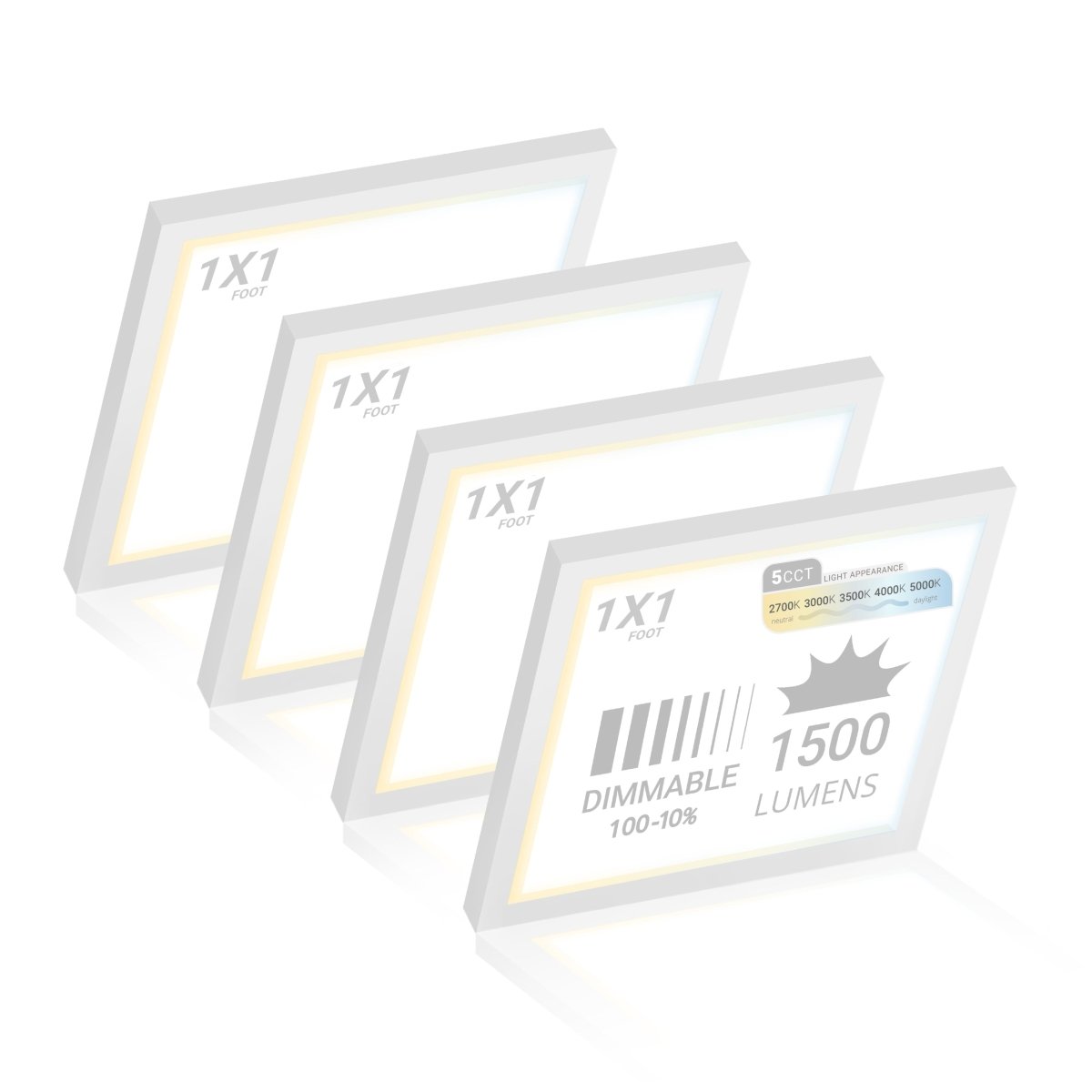 1x1 FT 12" Square LED Surface Mount Panel | White | NuWatt