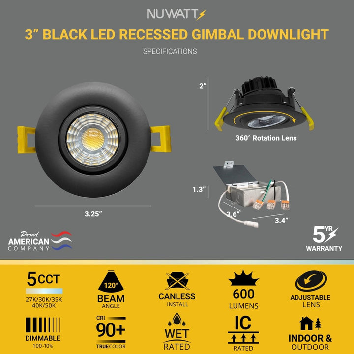 Black Recessed Lighting | NuWatt Lighting - USA Company