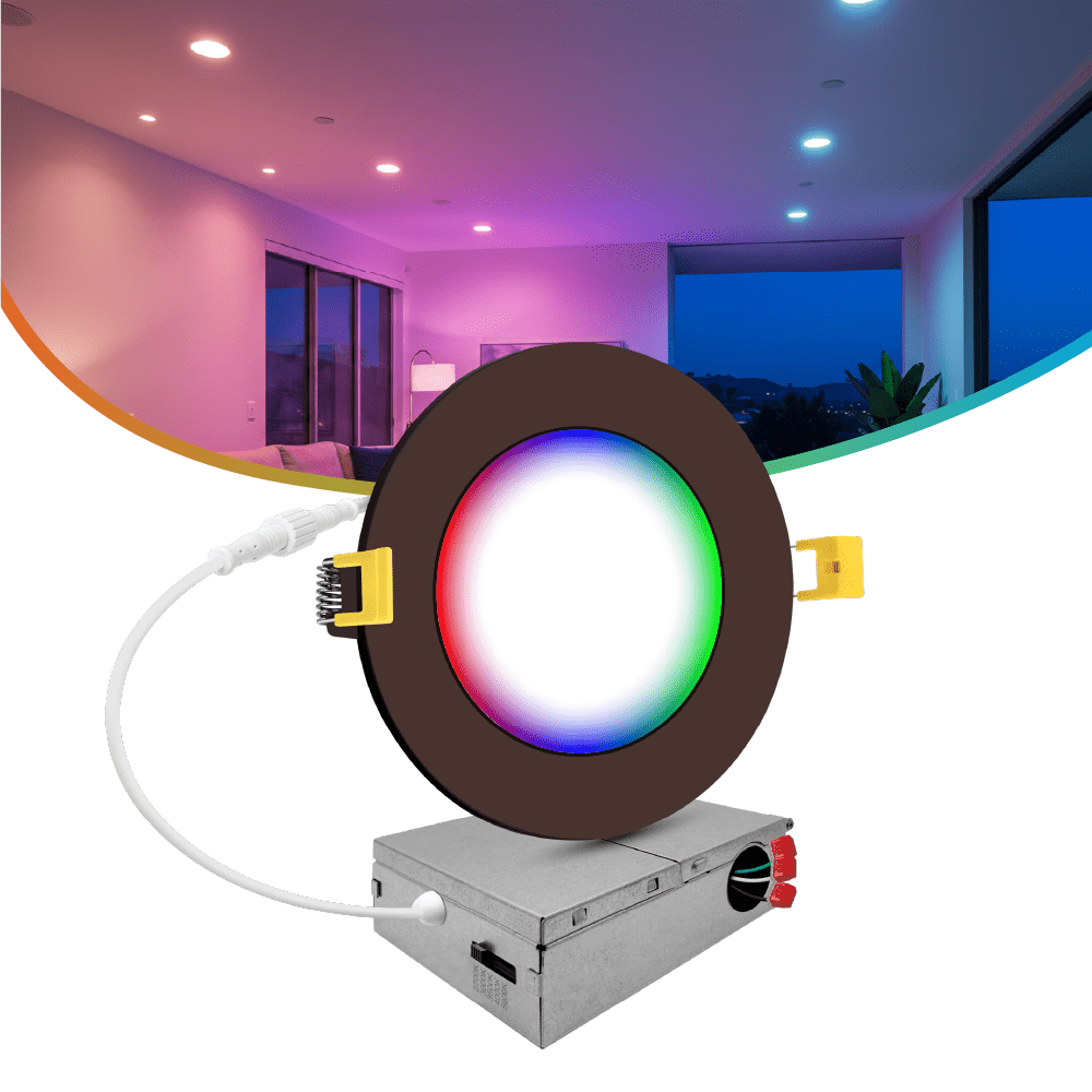 4" Inch Bronze Smart Downlights RGB Color Changing Recessed Lights ...