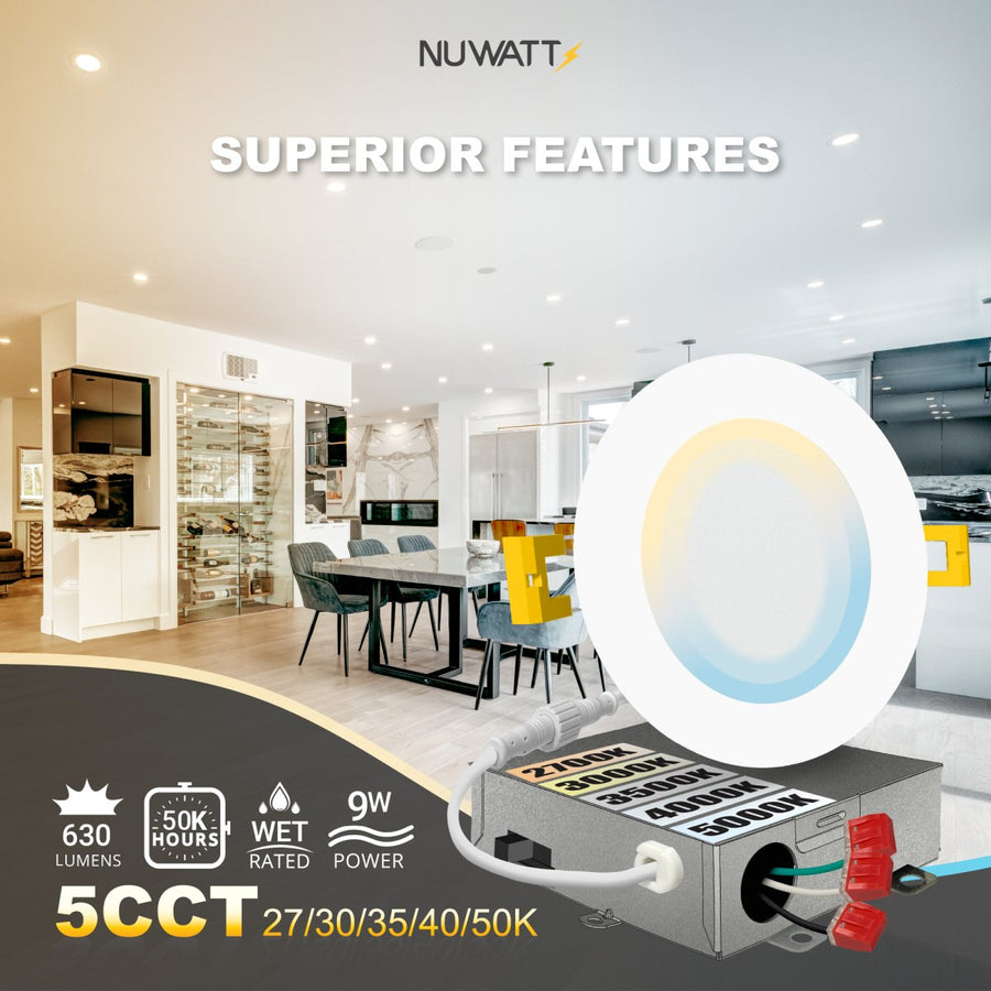 4" White Round Slim LED Recessed Lights | NuWatt