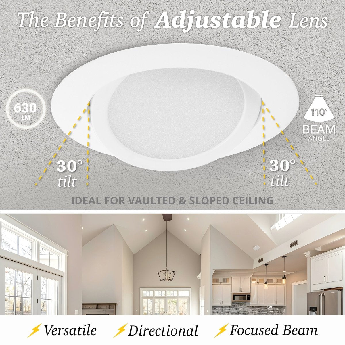 4" White Adjustable Slim Recessed LED Ceiling Light | NuWatt
