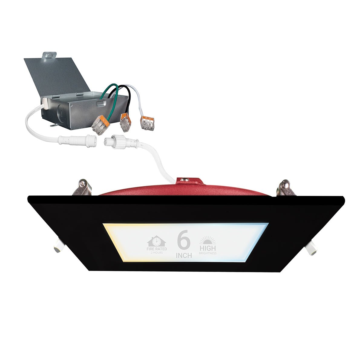 6" Fire Rated Ultra Thin Square LED Recessed | Black | NuWatt