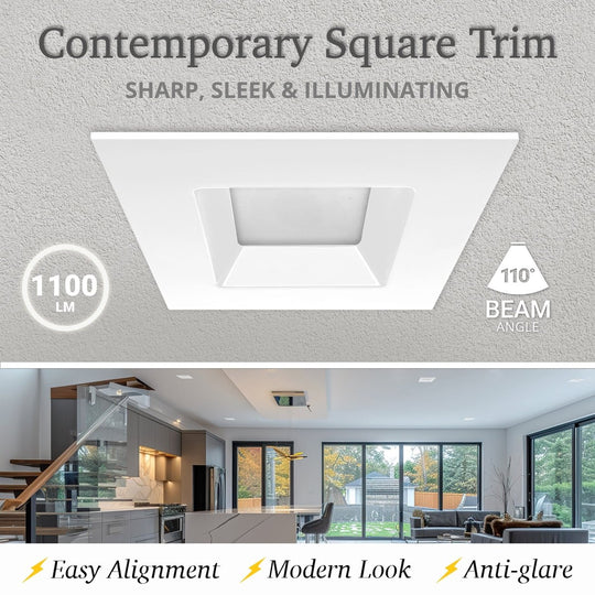 6" White Square Retrofit LED Recessed Downlight | NuWatt