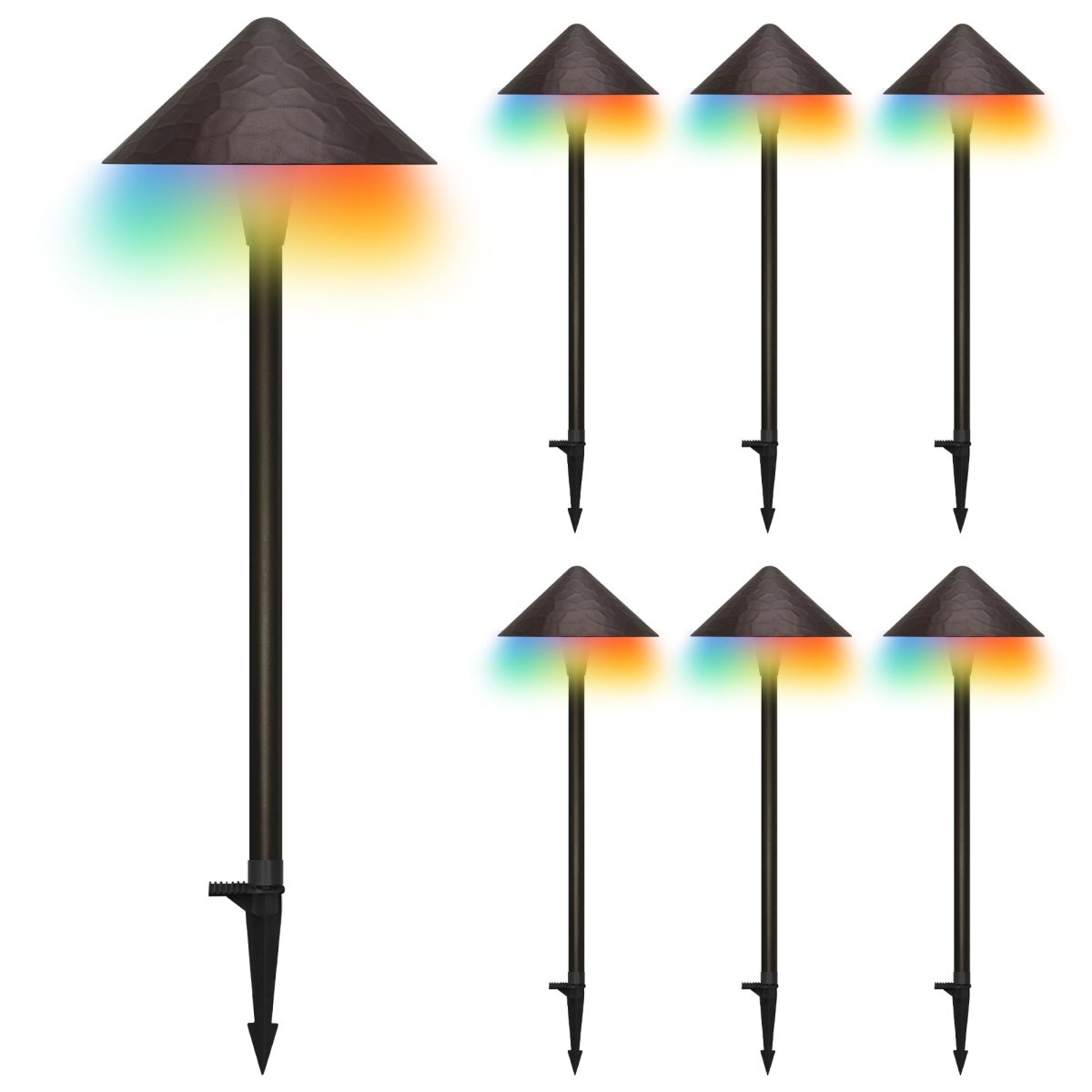 RGBW Textured 12V Outdoor LED Path Light, Bronze Finish