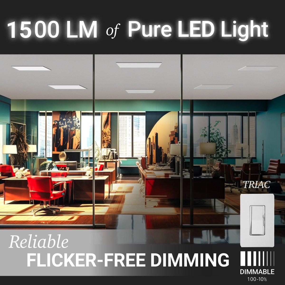 1x1 FT 12" Square LED Surface Mount Panel | White | NuWatt