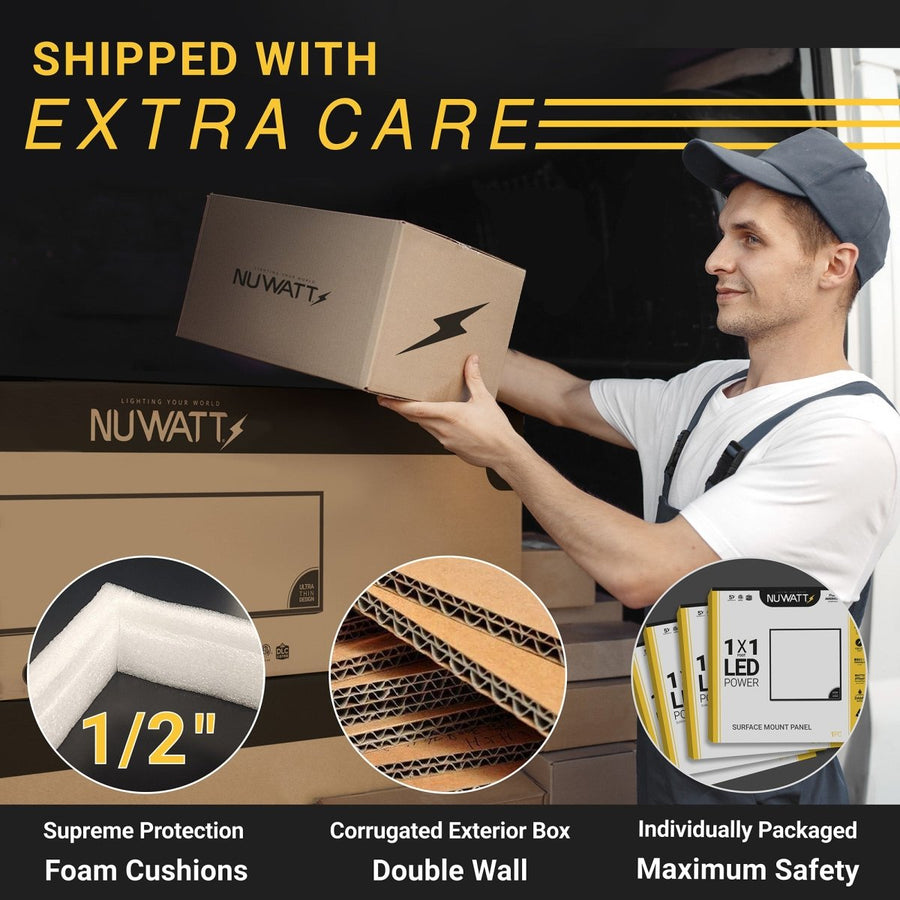 1x1 FT 12" Square LED Surface Mount Panel | White | NuWatt